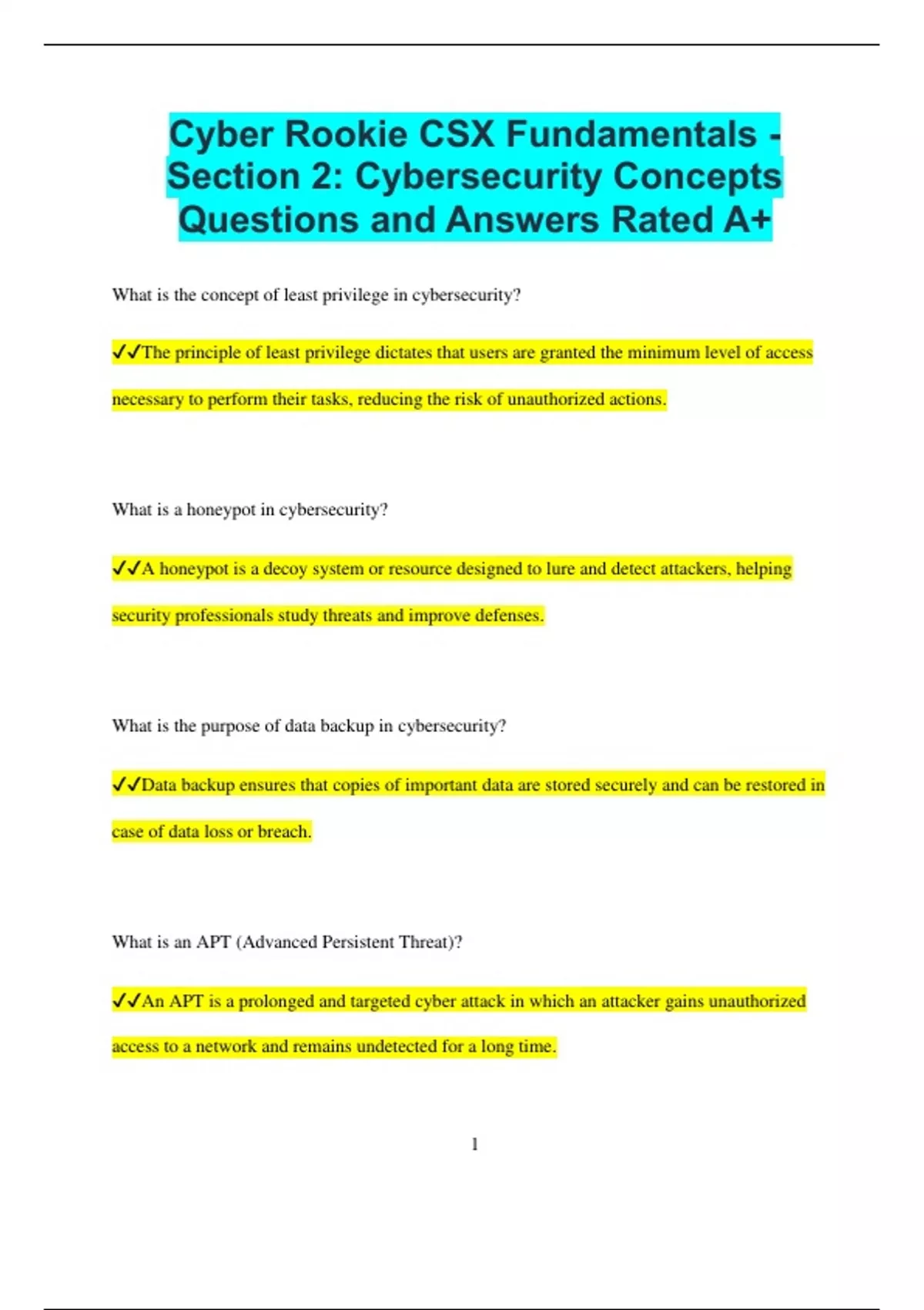 Cyber Rookie CSX Fundamentals - Section 2: Cybersecurity Concepts ...