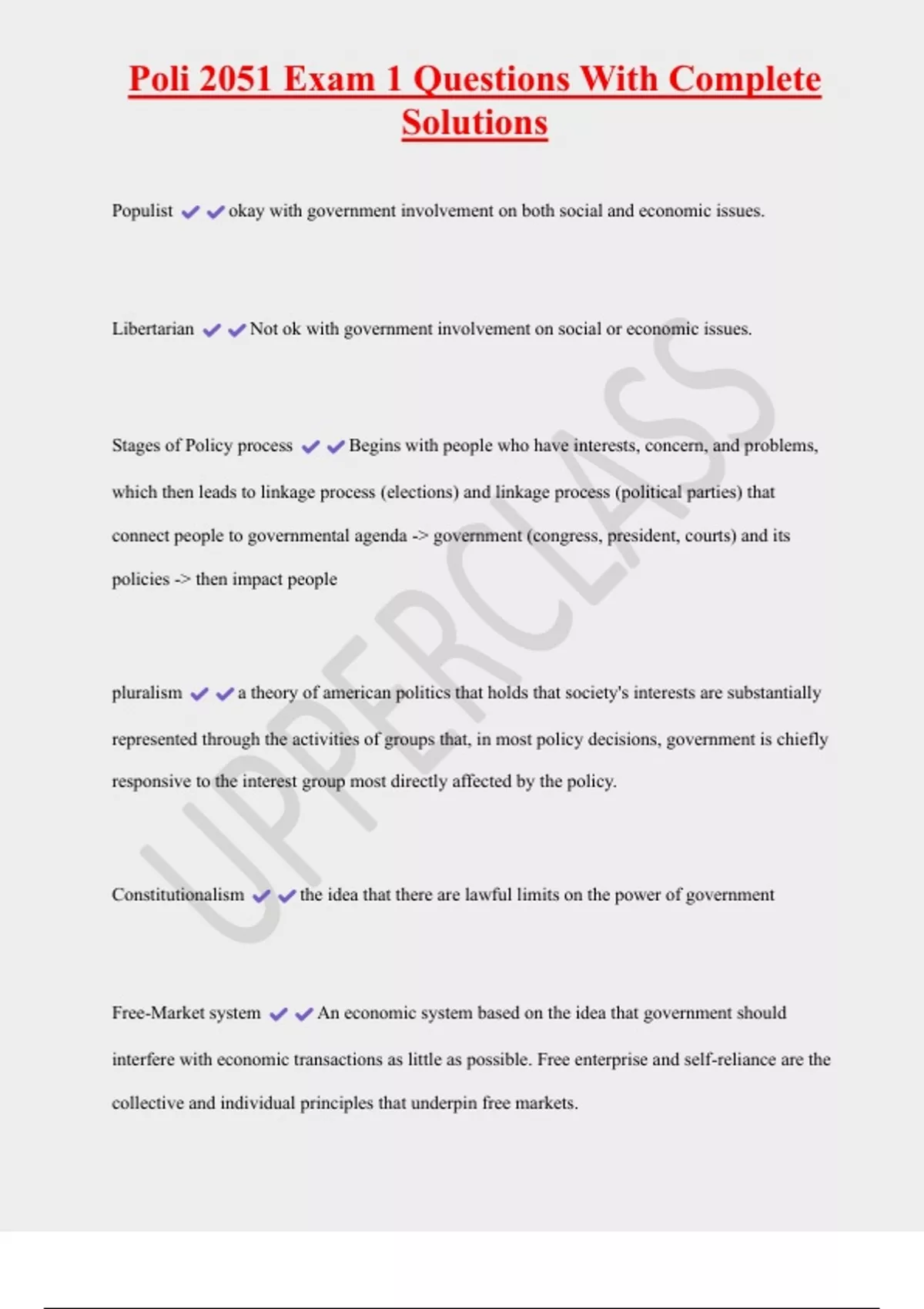 Poli 2051 Exam 1 Questions With Complete Solutions - POLI 2051 - Stuvia US