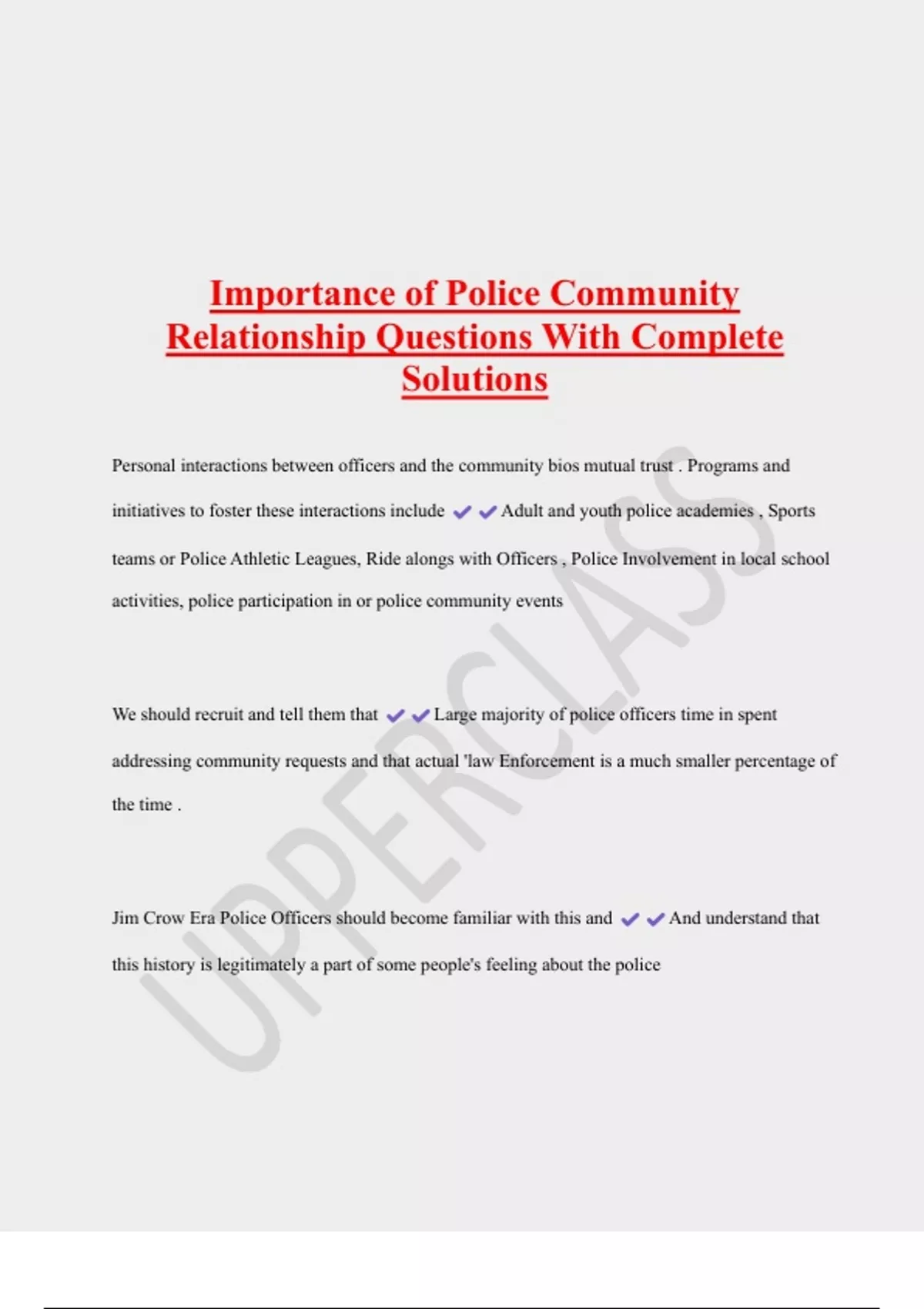 Importance of Police Community Relationship Questions With Complete ...