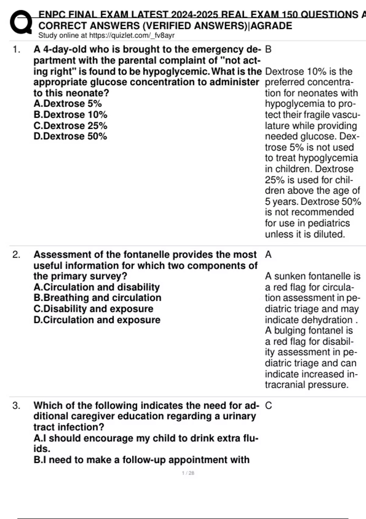 ENPC FINAL EXAM LATEST REAL EXAM 150 QUESTIONS AND CORRECT ANSWERS ...