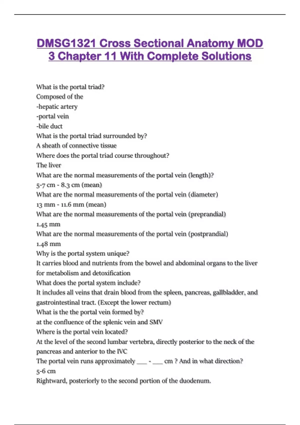 DMSG1321 Cross Sectional Anatomy MOD 3 Chapter 11 With Complete Solutions - DMSG1321 Cross ...