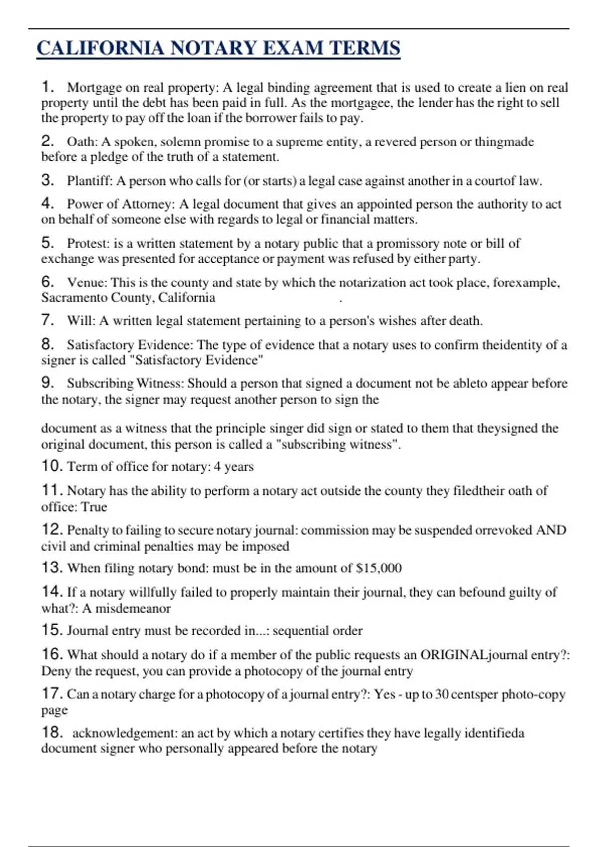 CALIFORNIA NOTARY EXAM TERMS ( LATEST 2024 / 2025 ) ACTUAL QUESTIONS ...