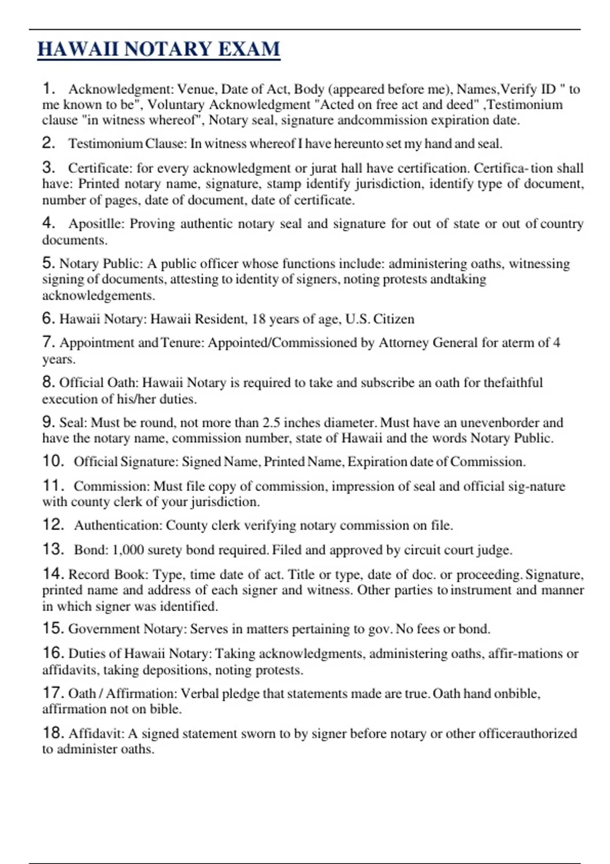HAWAII NOTARY EXAM ( LATEST 2024 / 2025 ) ACTUAL QUESTIONS AND ANSWERS ...