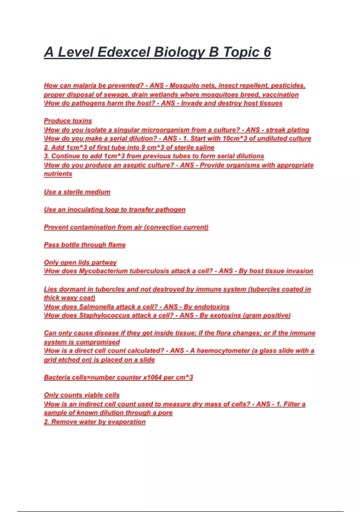 A Level Edexcel Biology B Topic 6 Exam 2024/2025 Questions With Completed & Verified Solutions ...