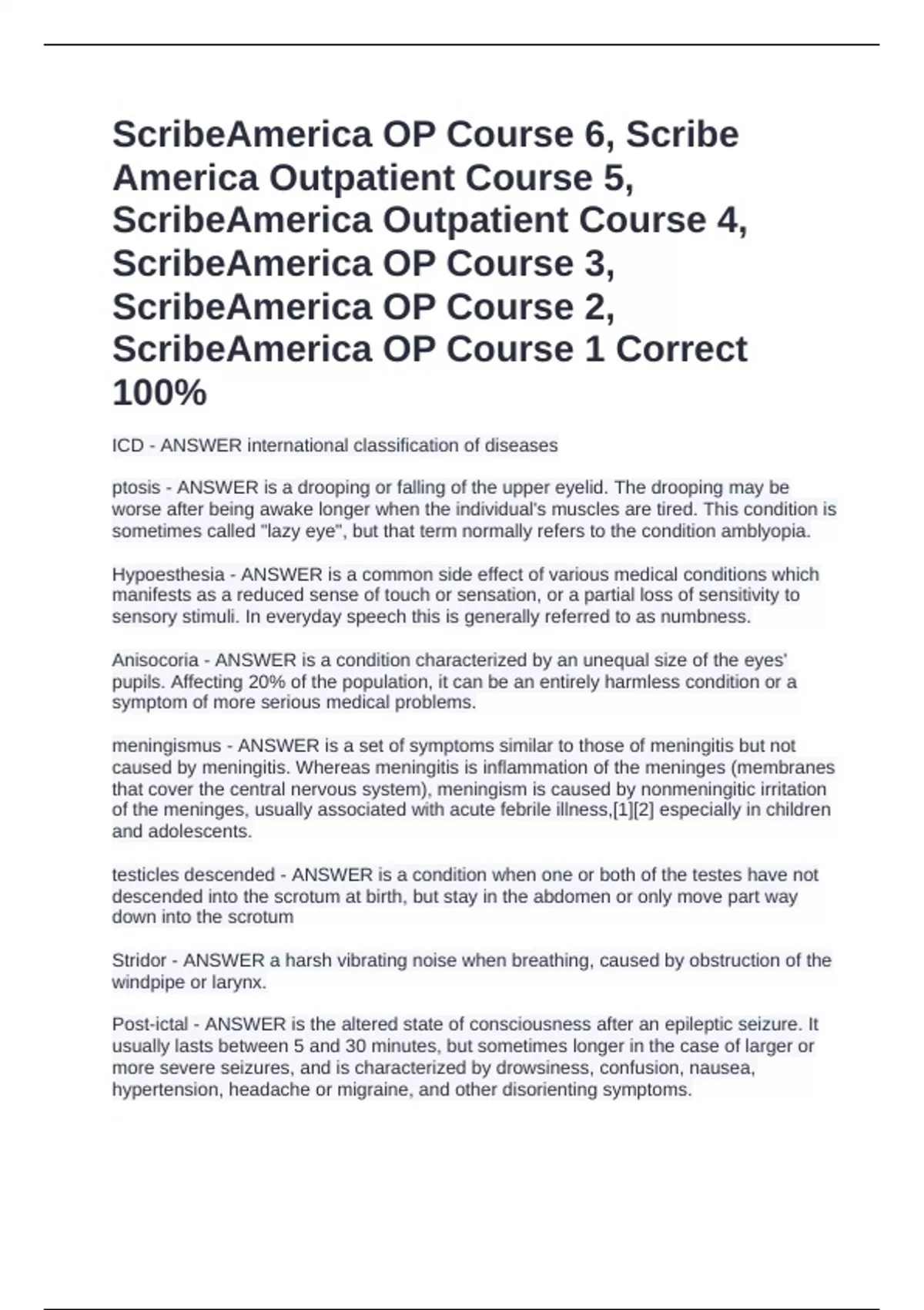ScribeAmerica OP Course 6, Scribe America Outpatient Course 5 ...