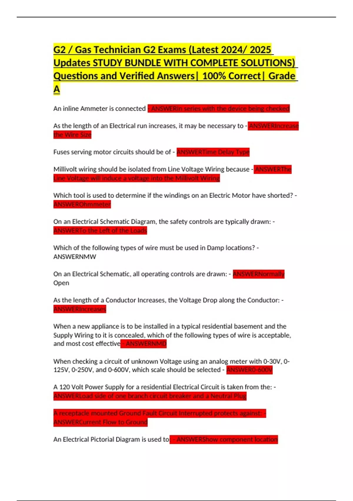 G2 / Gas Technician G2 Exams (Latest 2024/ 2025 Updates STUDY BUNDLE ...