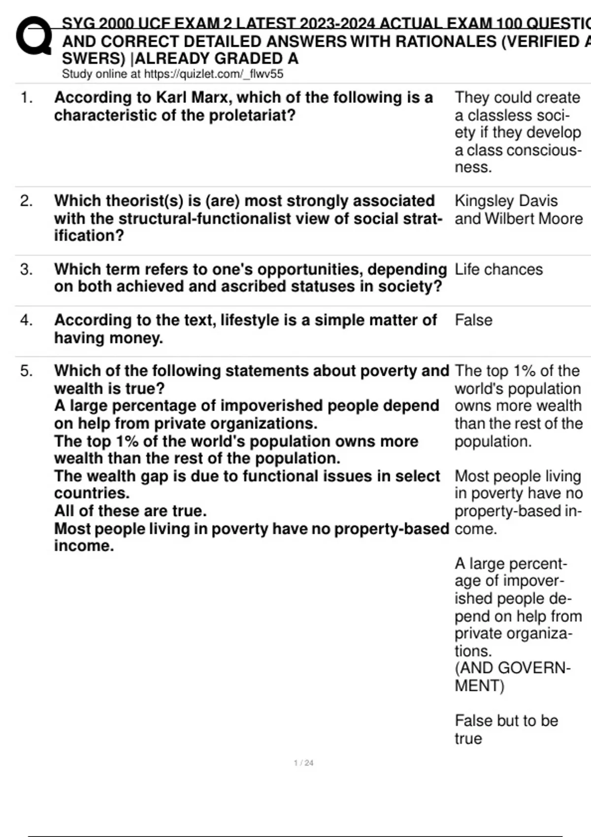 SYG 2000 UCF EXAM 2 LATEST ACTUAL EXAM 100 QUESTIONS AND CORRECT ...