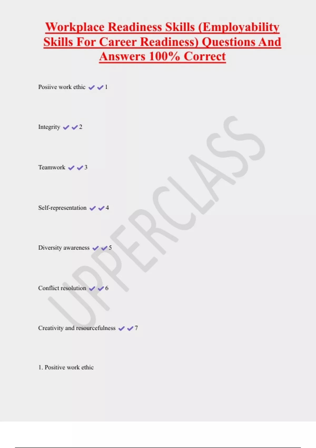 Workplace Readiness Skills (Employability Skills For Career Readiness ...