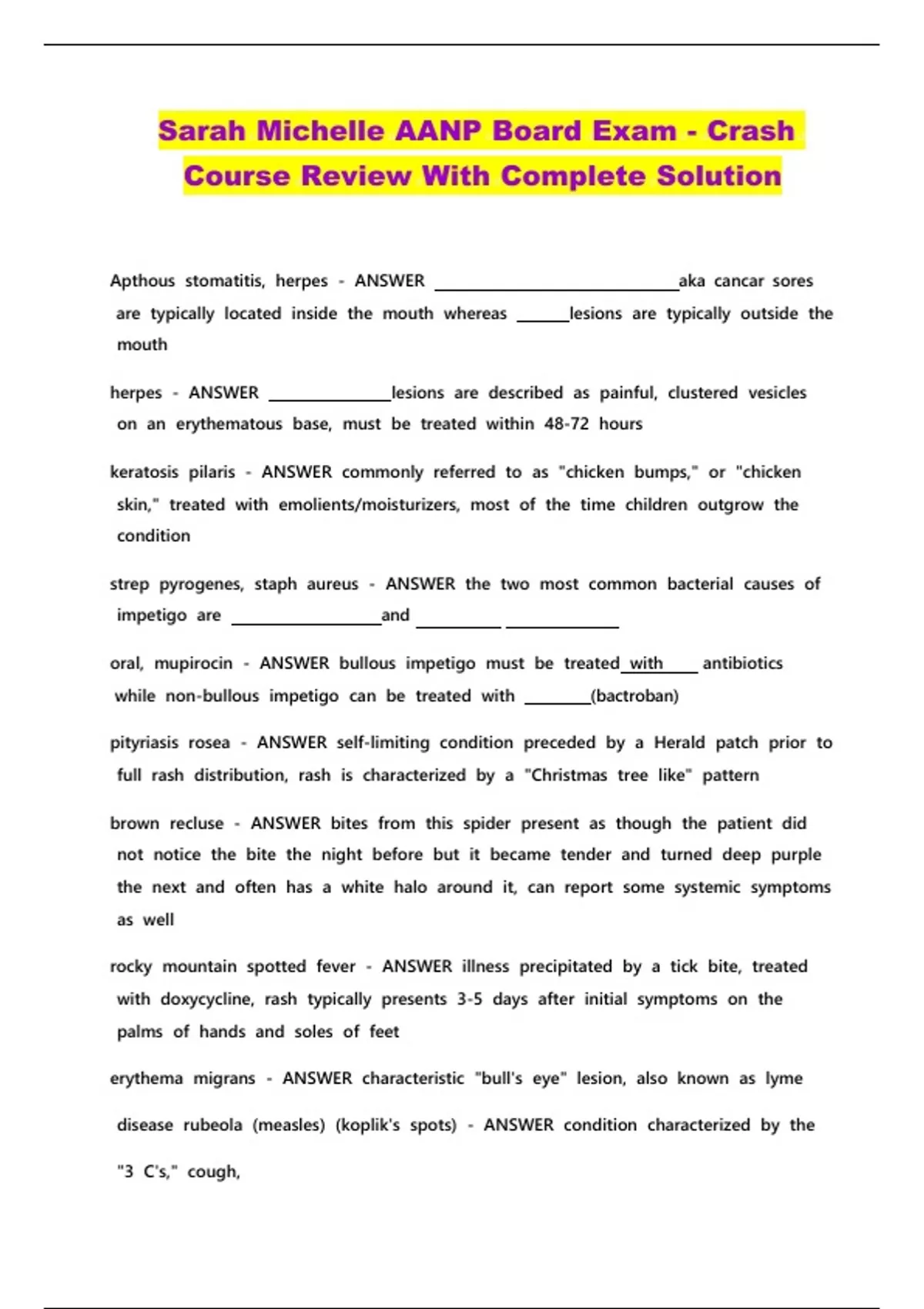 Sarah michelle aanp board exam crash course review with complete ...