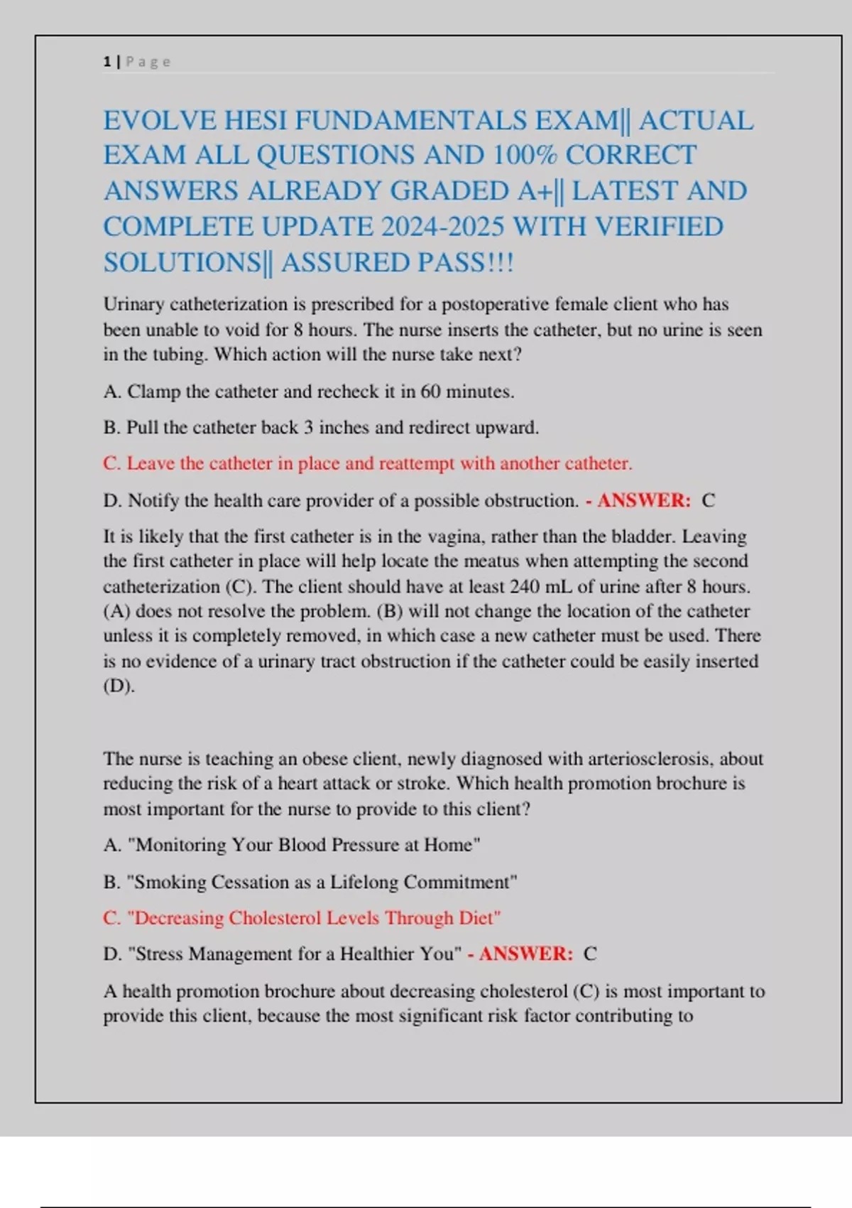 EVOLVE HESI FUNDAMENTALS EXAM|| ACTUAL EXAM ALL QUESTIONS AND 100% ...