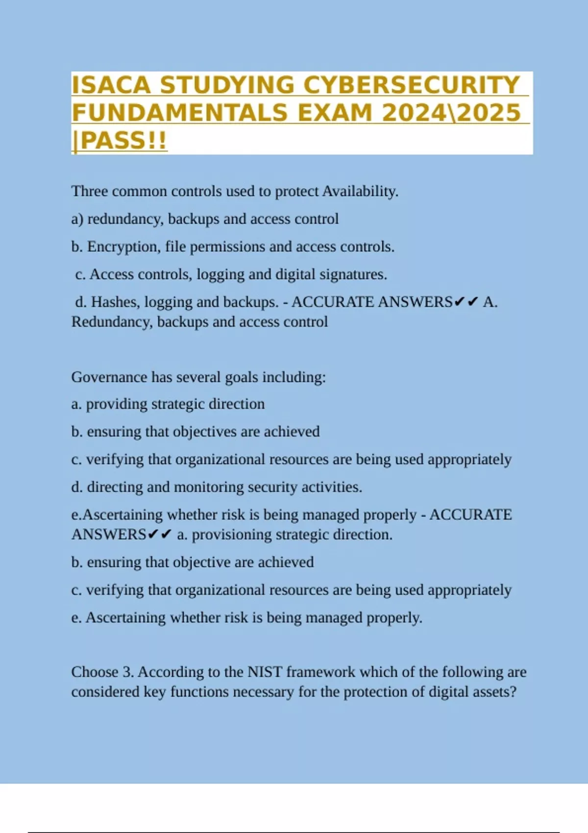 ISACA STUDYING CYBERSECURITY FUNDAMENTALS EXAM |PASS!! - ISACA Studying ...