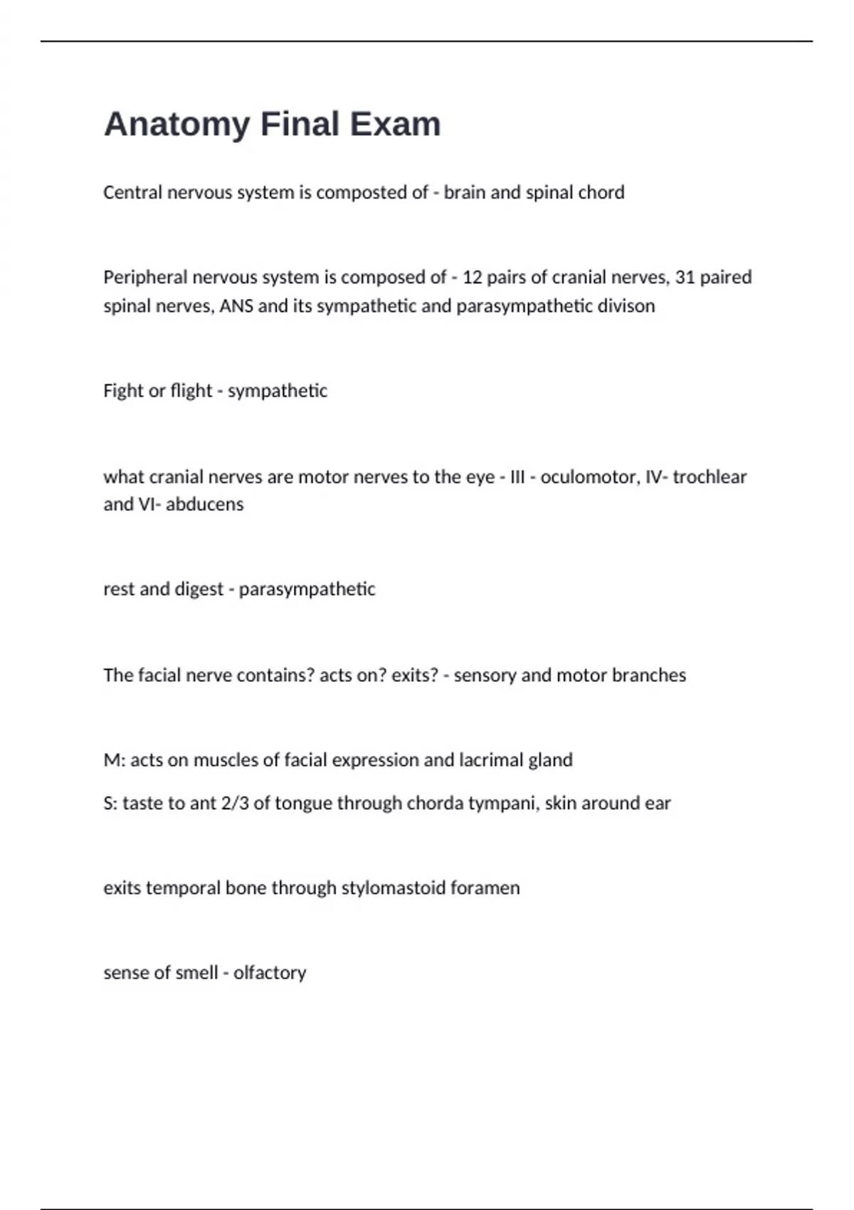 Anatomy Final Exam Questions And Answers 2024/2025 - Human anatomy ...