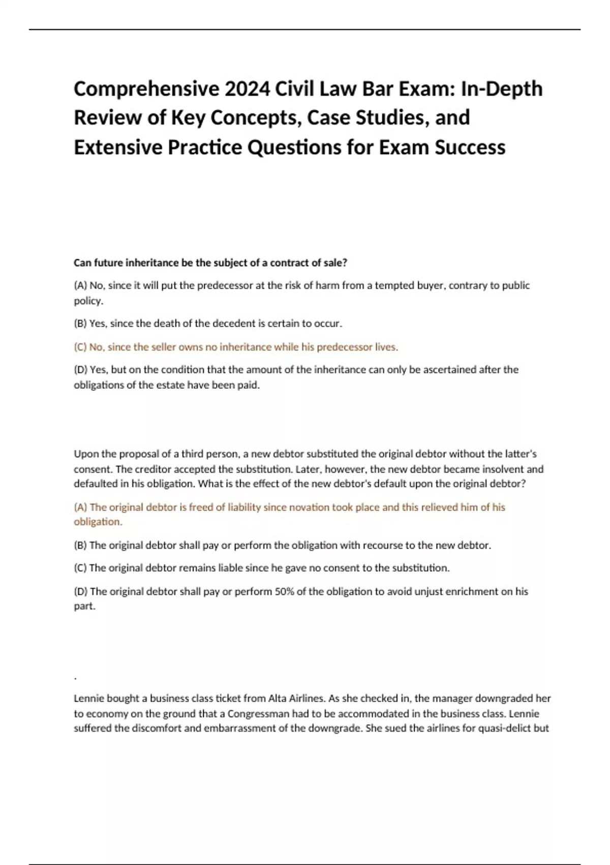 Comprehensive 2024 Civil Law Bar Exam: In-Depth Review of Key Concepts ...