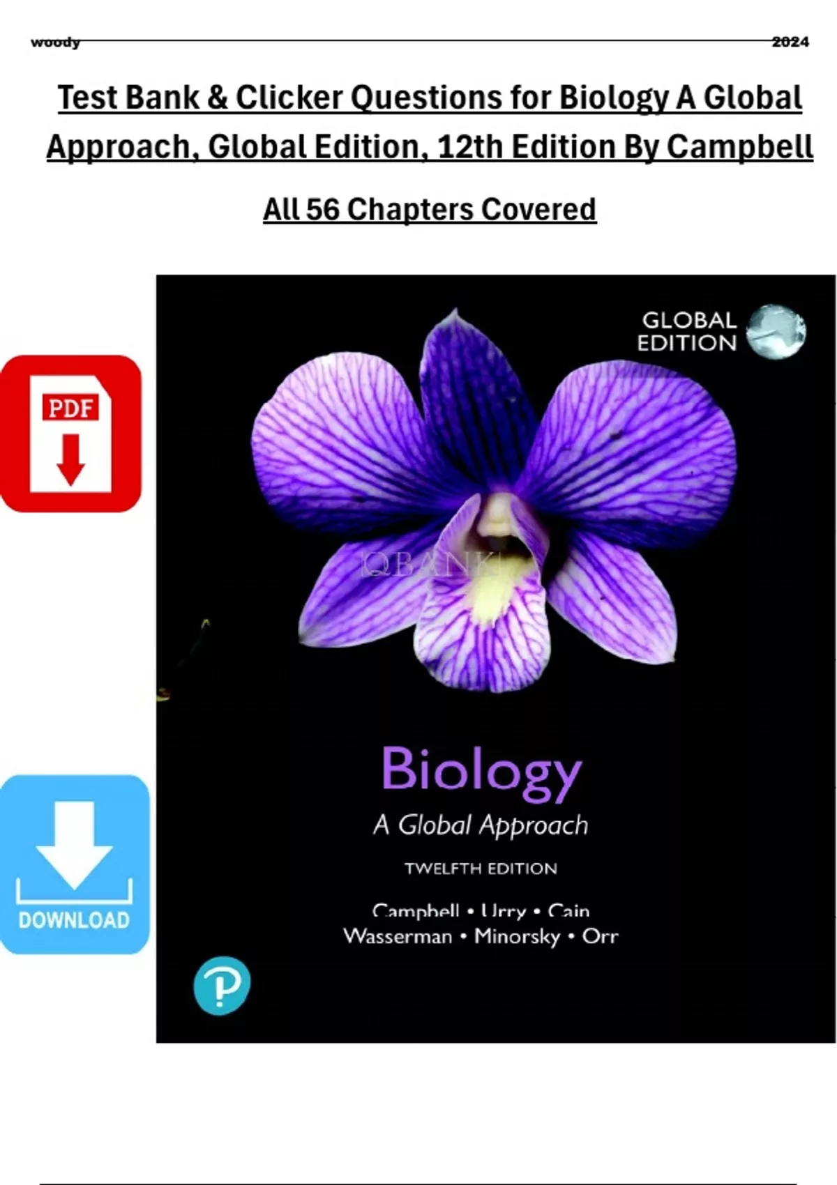 Test Bank & Clicker Questions for Biology A Global Approach, Global ...