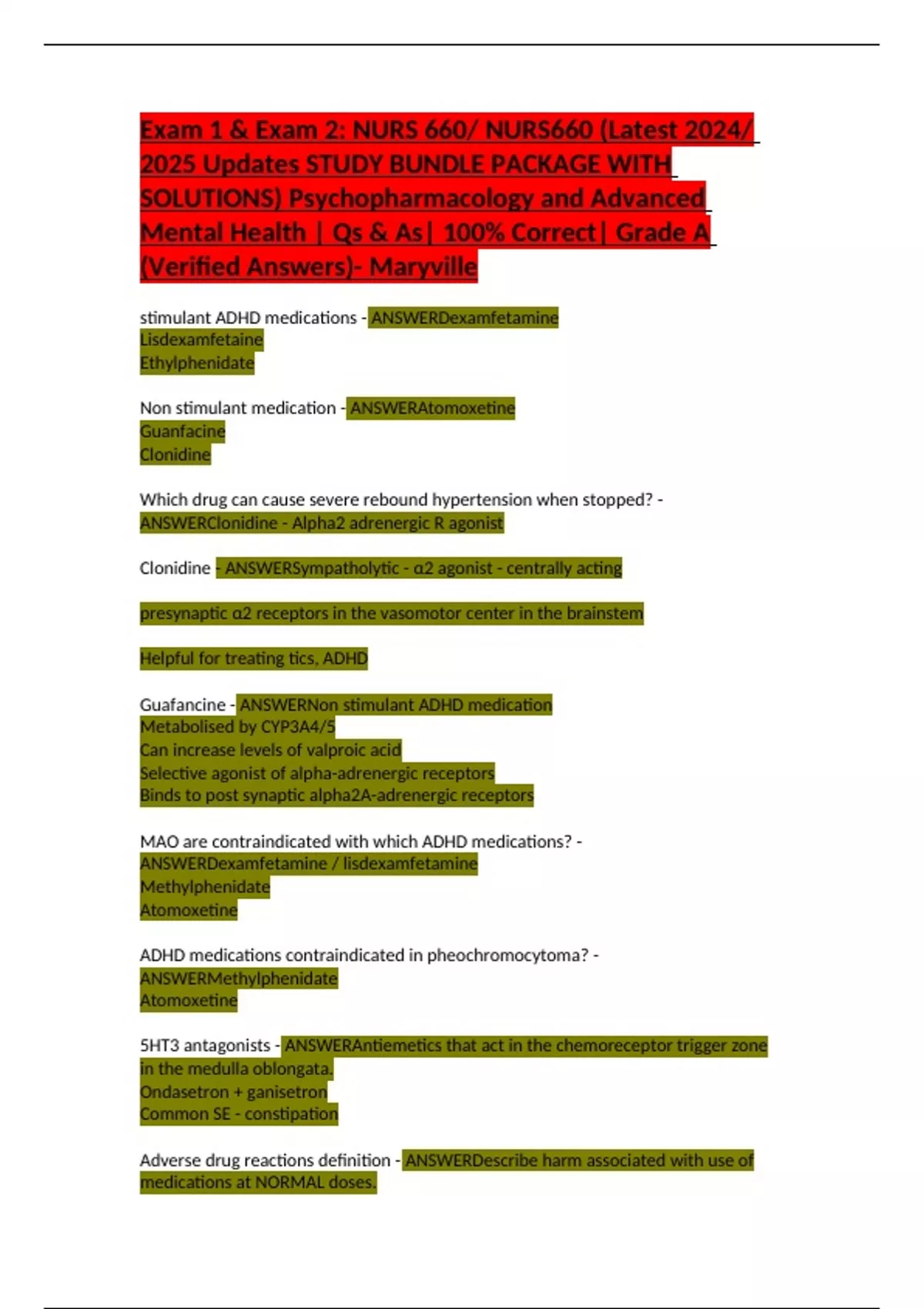 Exam 1 & Exam 2: NURS 660/ NURS660 (Latest 2024/ 2025 Updates STUDY ...