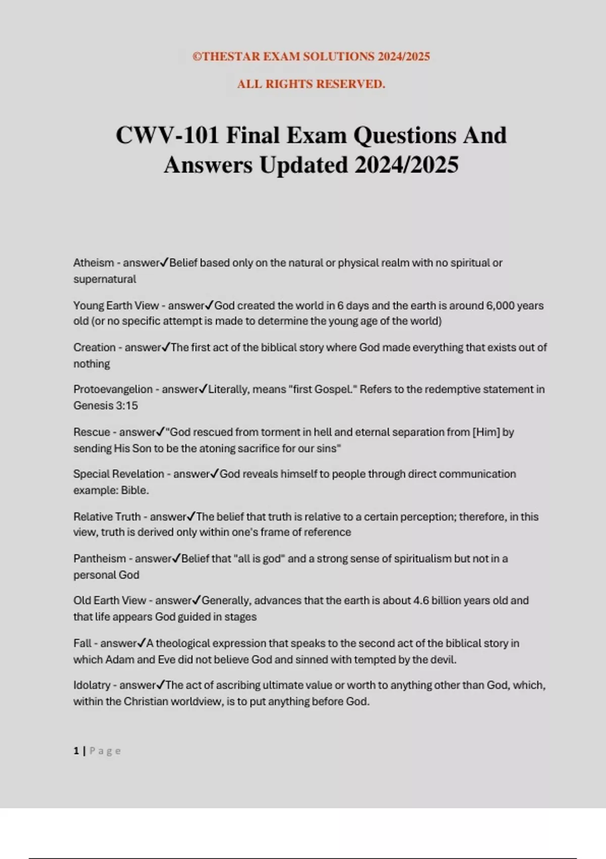 CWV-101 Final Exam Questions And Answers Updated 2024/2025 - CWV-101 - Stuvia US