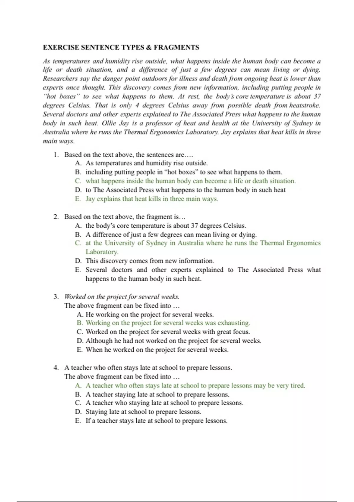 Sentence Types English Exercise - English - Stuvia US