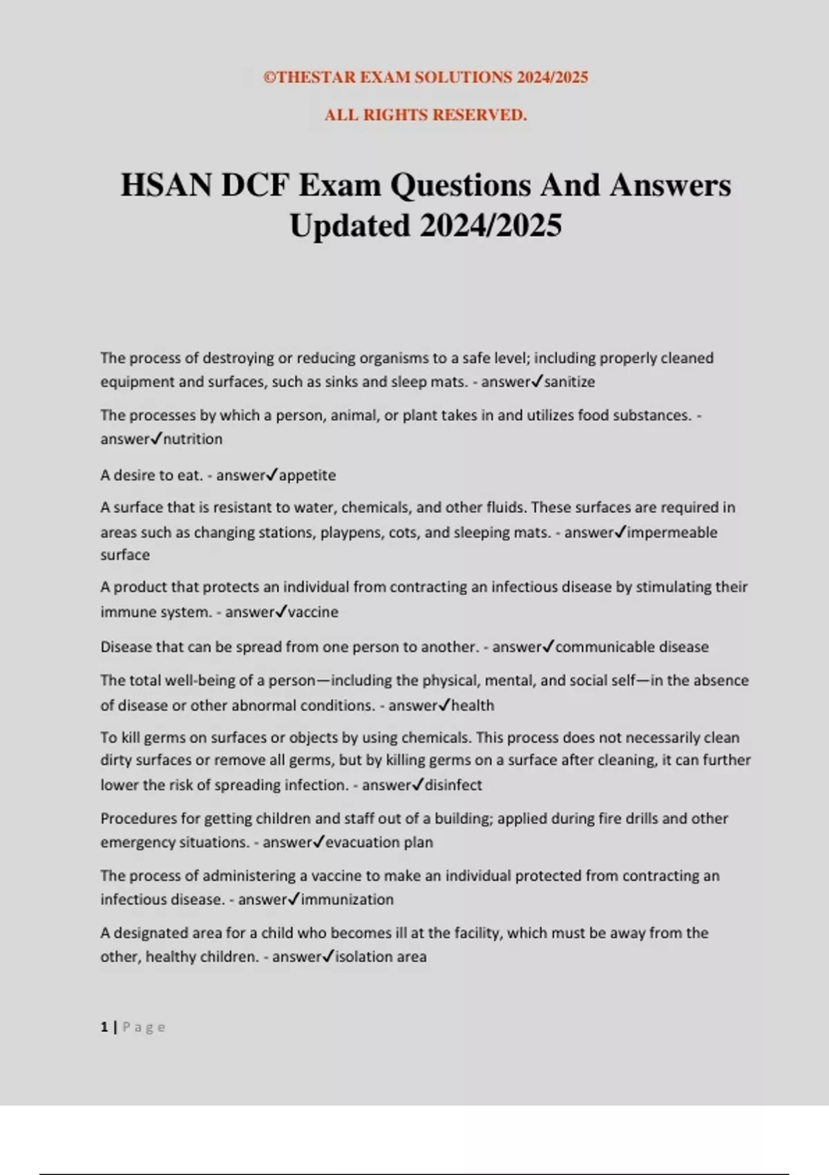 HSAN DCF Exam Questions And Answers Updated 2024/2025 - HSAN - Stuvia US
