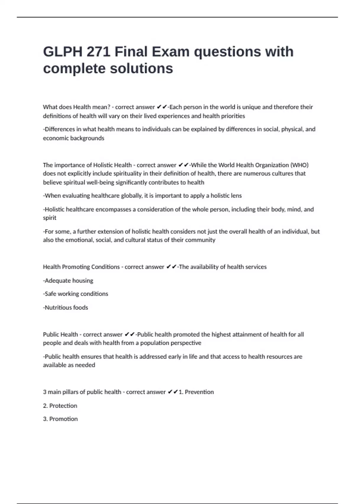 GLPH 271 Final Exam questions with complete solutions - GLPH 271 ...