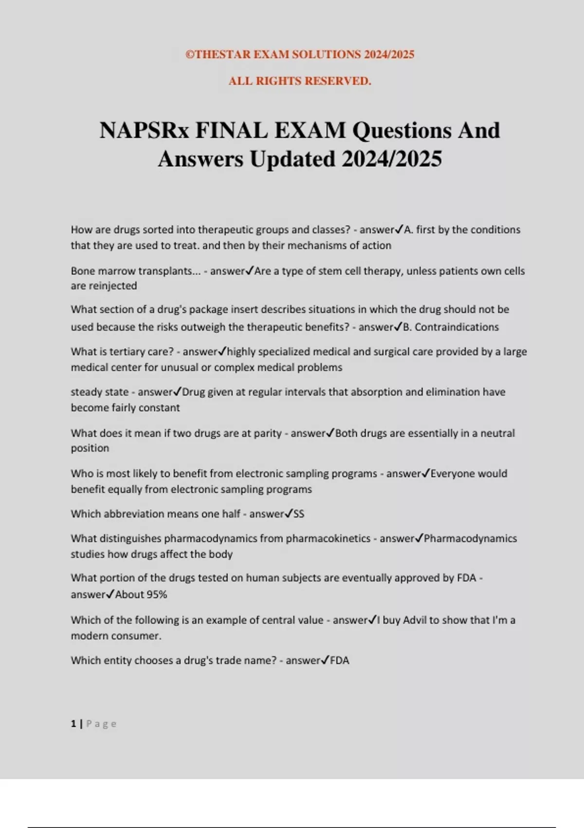 NAPSRx FINAL EXAM Questions And Answers Updated 2024/2025 - NAPSRx ...