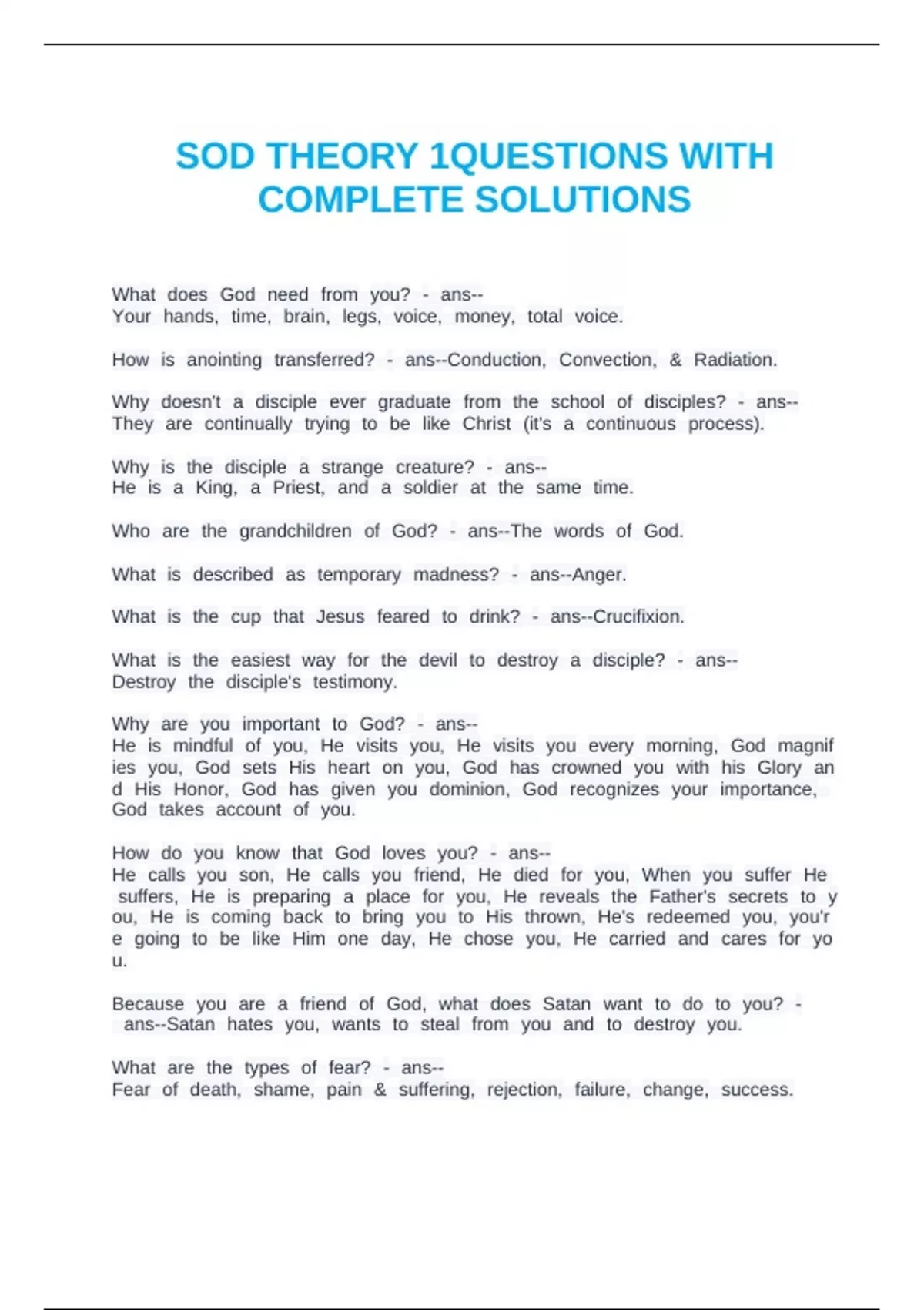 SOD Theory 1 Exam Questions And Answers 100% Pass - SOD Theory - Stuvia US