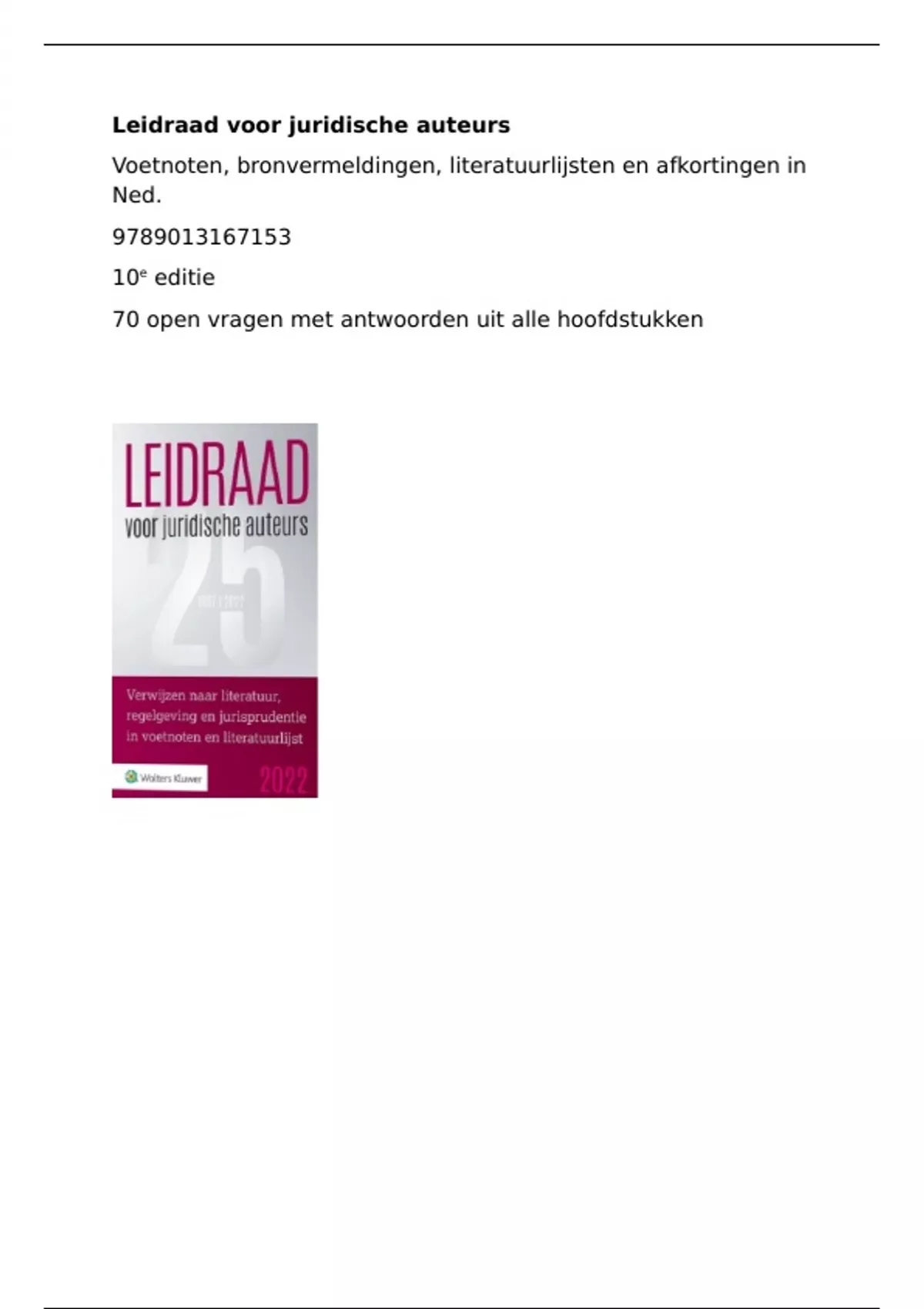 Leidraad voor juridische auteurs 10e editie 2022 - 70 meerkeuze vragen ...