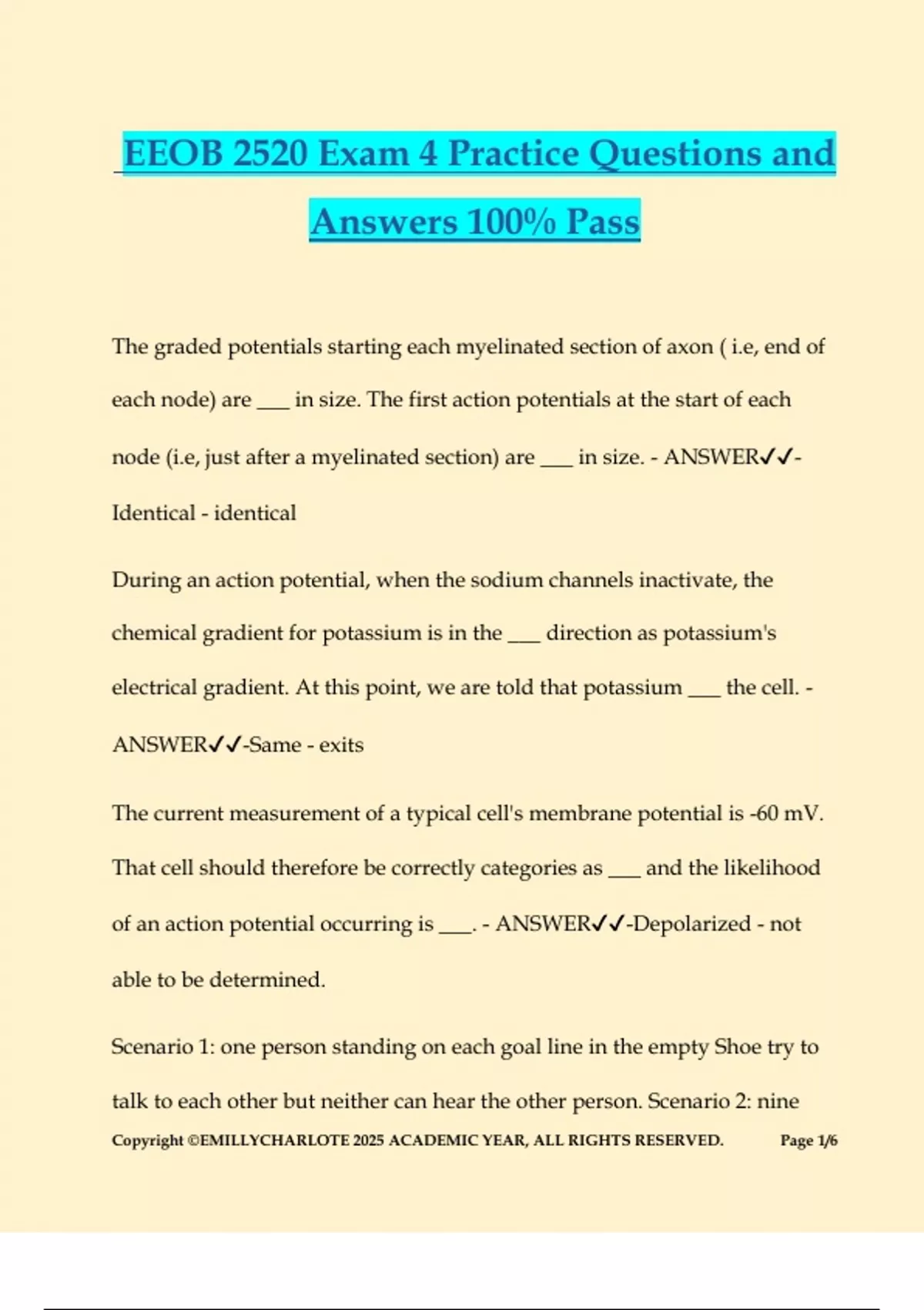 EEOB 2520 Exam 4 Practice Questions and Answers 100% Pass - EEOB 2520 ...
