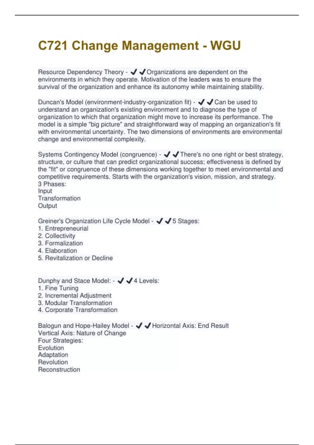 C721 Change Management - WGU (Questions + Answers) Solved - C721 Change ...