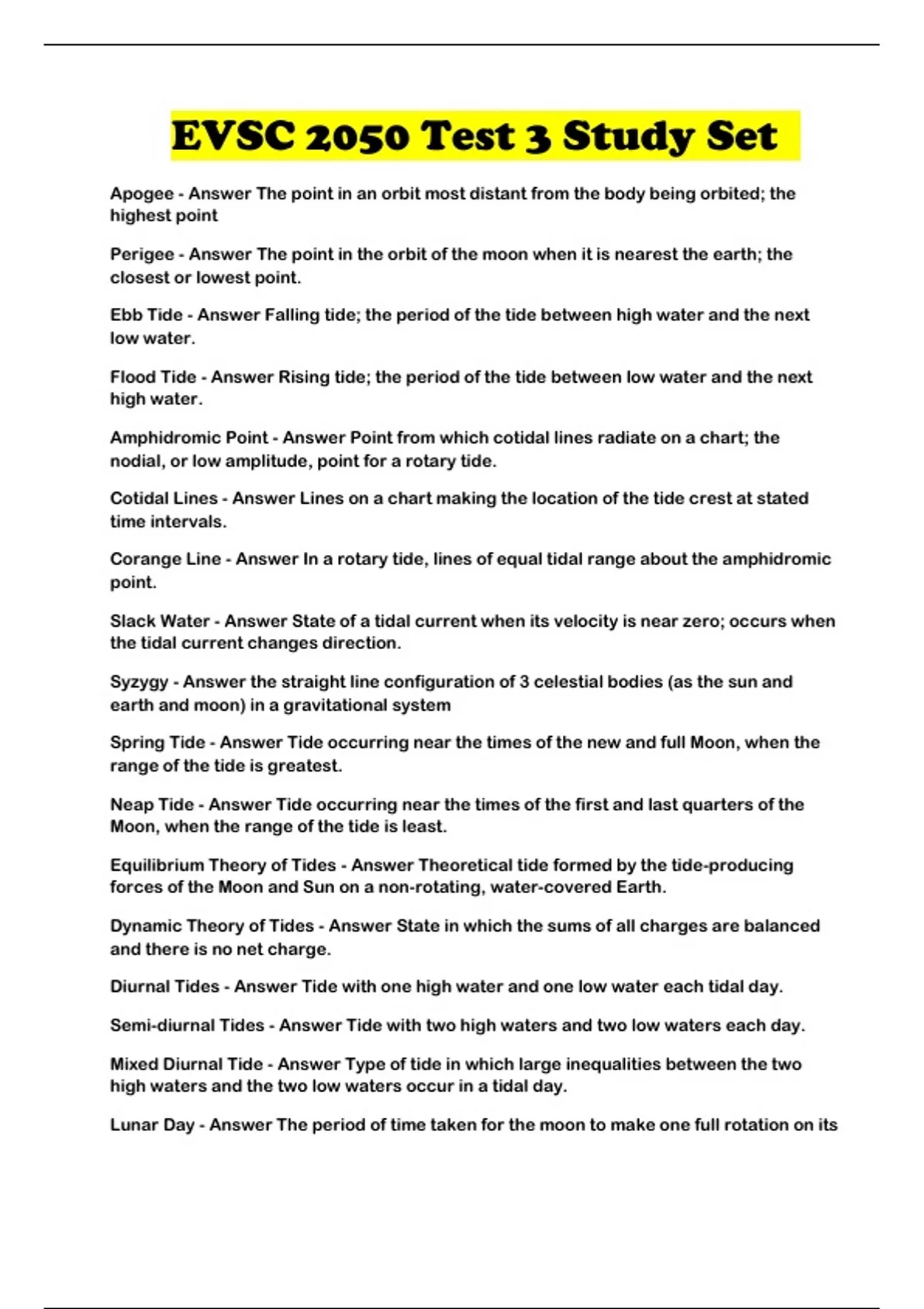 EVSC 2050 Test 3 Study Set - EVSC 2050 - Stuvia US