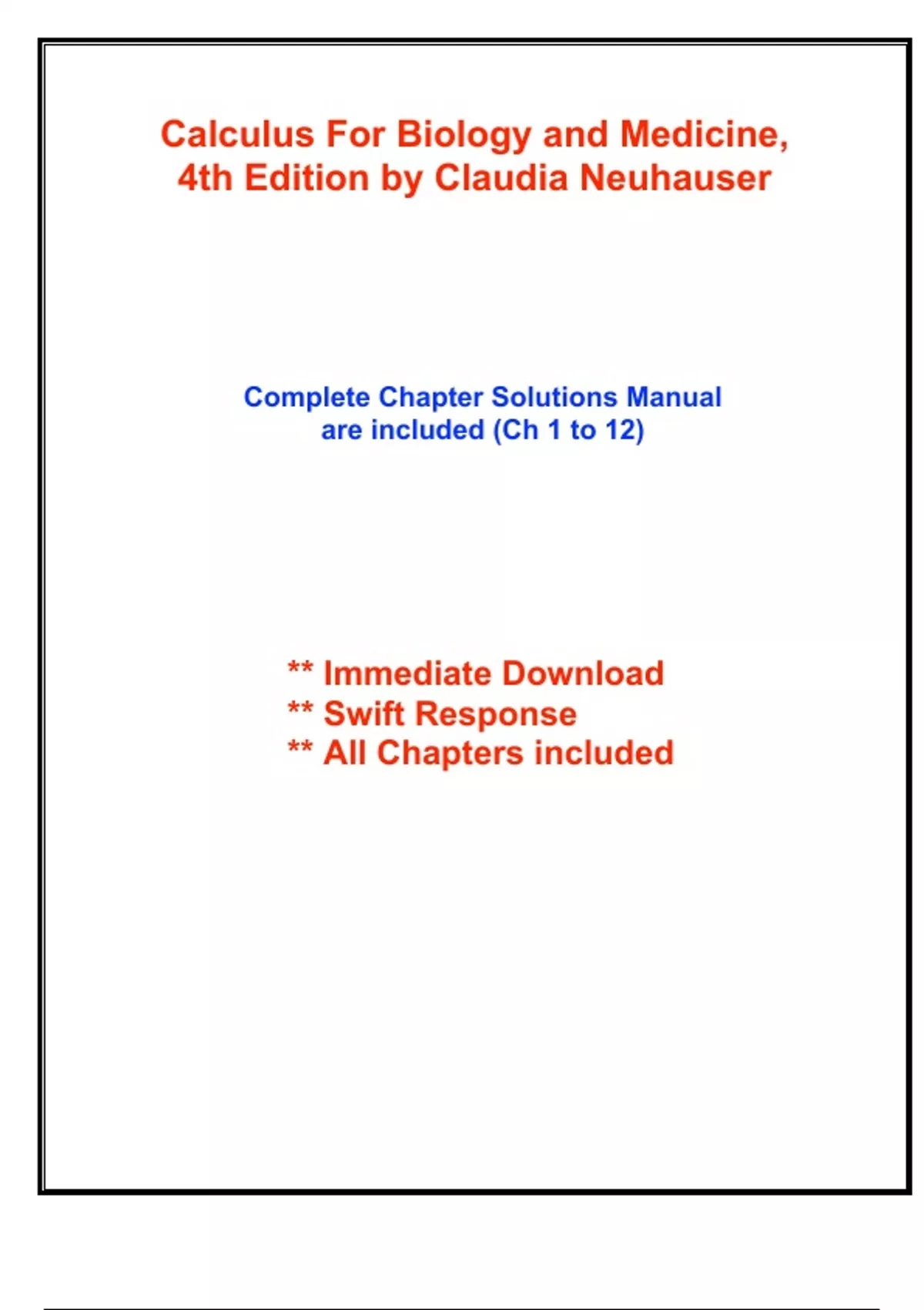 Solutions for Calculus For Biology and Medicine, 4th Edition by ...