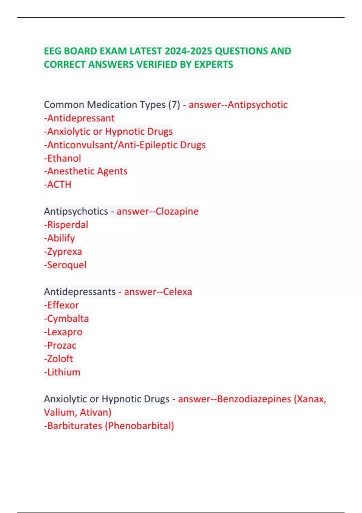 EEG BOARD EXAM LATEST QUESTIONS AND CORRECT ANSWERS VERIFIED BY EXPERTS ...