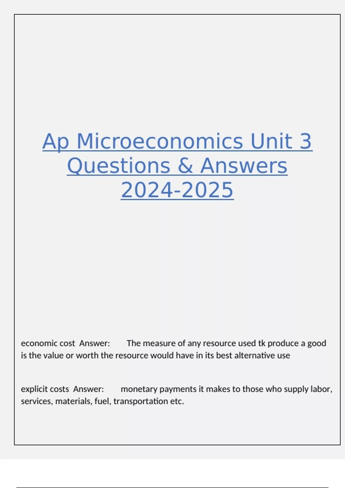Ap Microeconomics Unit 3 Questions & Answers - Ap microeconomics ...