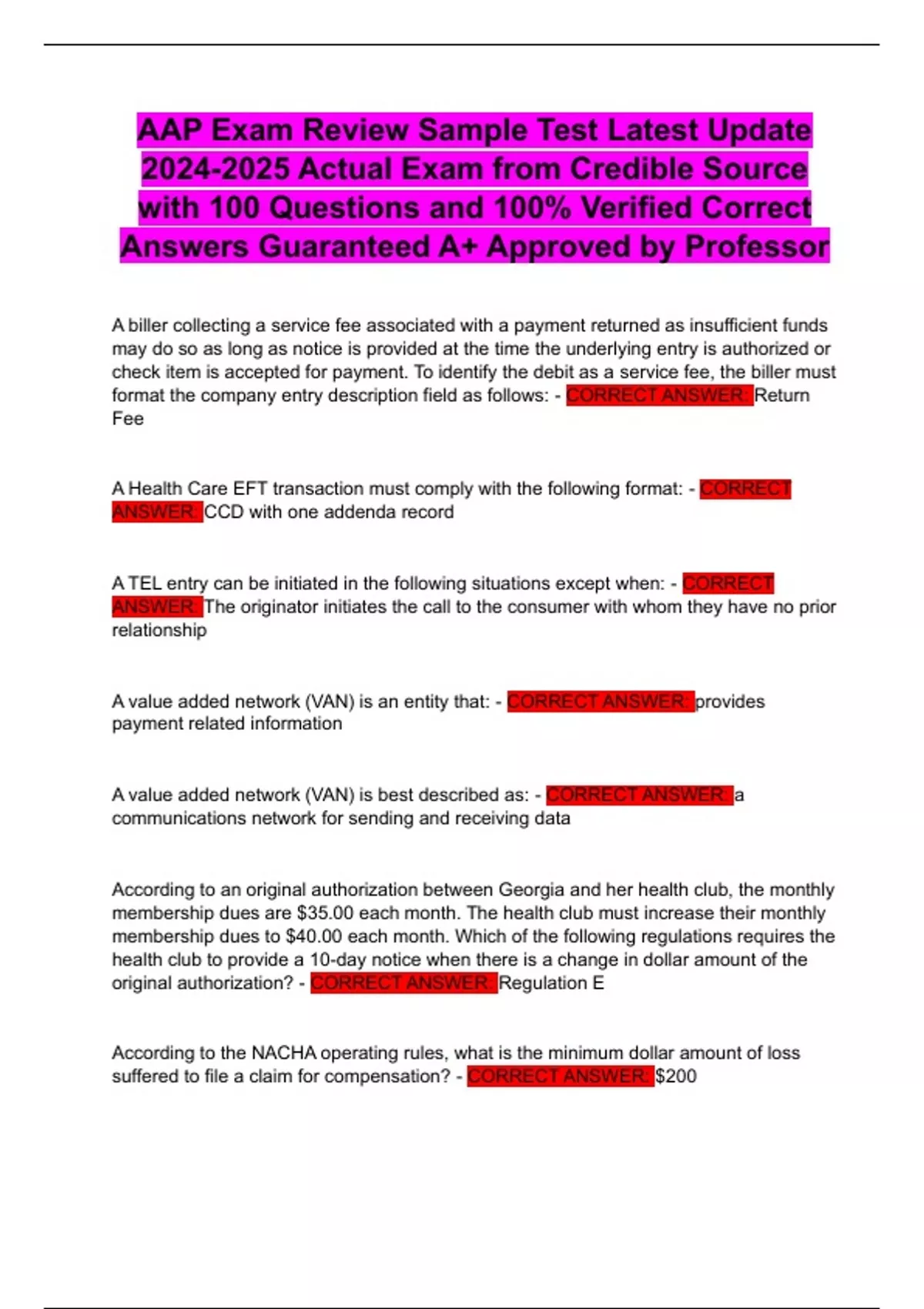 AAP Exam Review Sample Test Latest Update Actual Exam from Credible ...