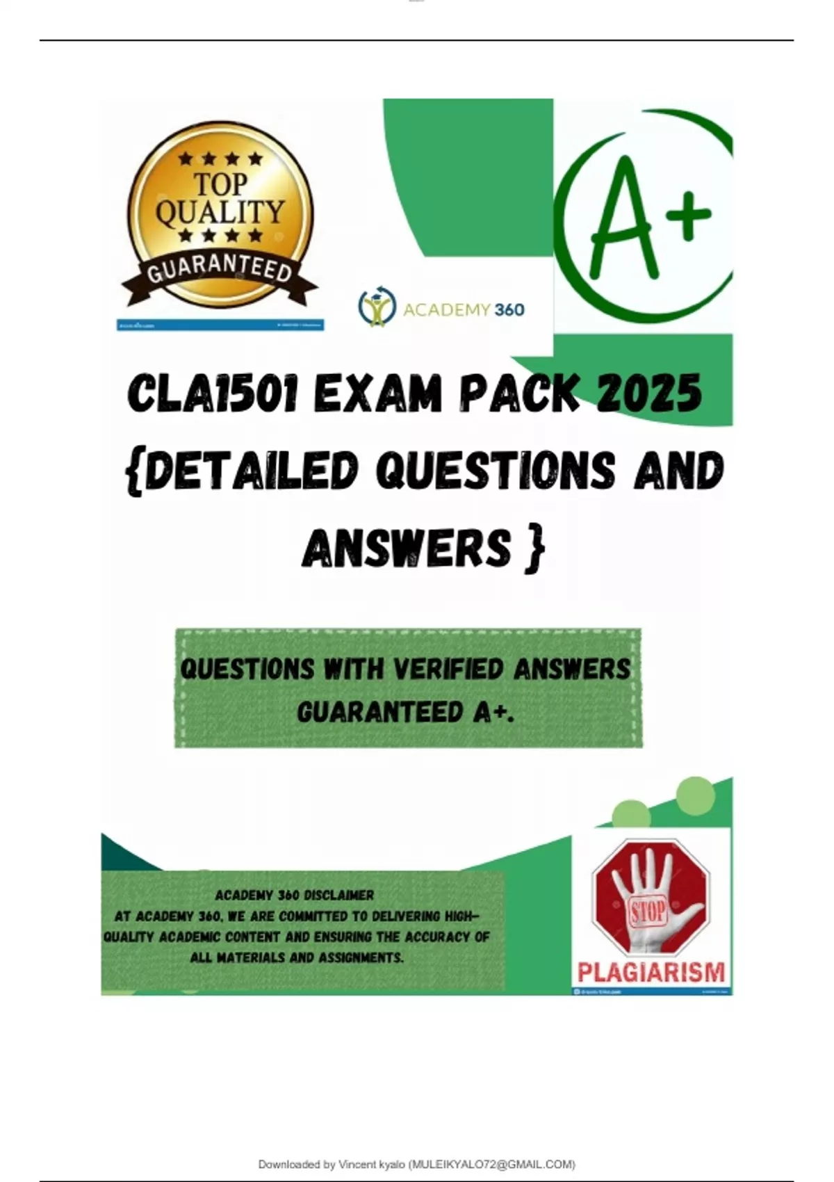 CLA1501 EXAM PACK 2025 {DETAILED QUESTIONS AND ANSWERS } - Commercial ...