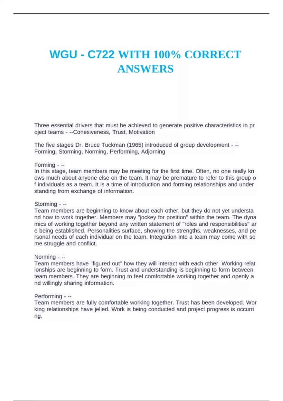 WGU C721: CHANGE MANAGEMENT - WGU C721 - Stuvia US