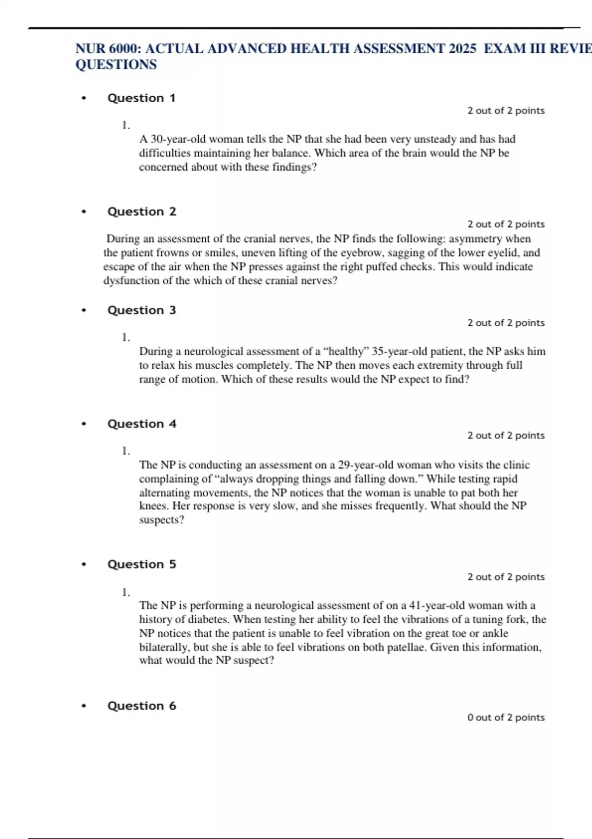 NUR 6000: ACTUAL ADVANCED HEALTH ASSESSMENT 2025 EXAM III REVIEW ...