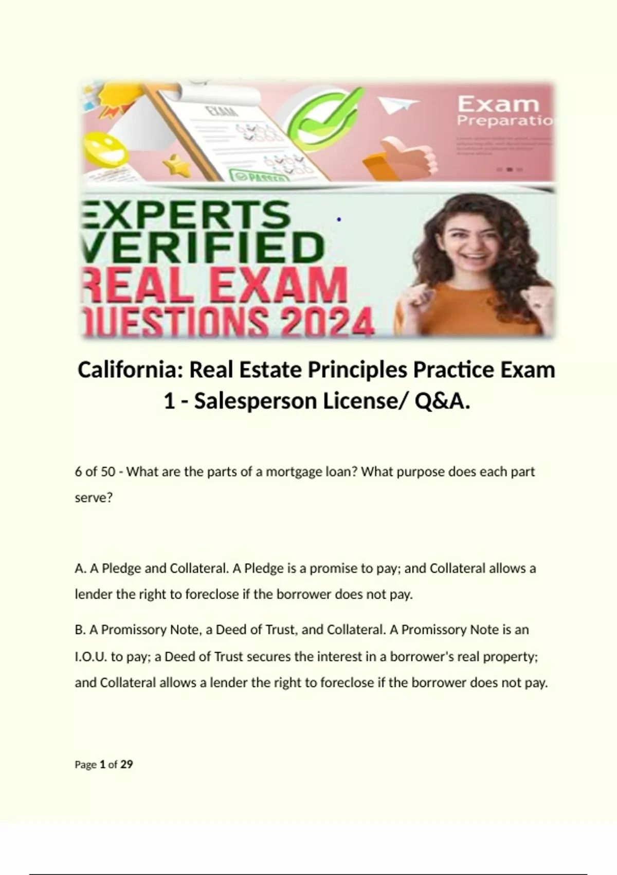 California: Real Estate Principles Practice Exam 1 - Salesperson License - California: Real ...