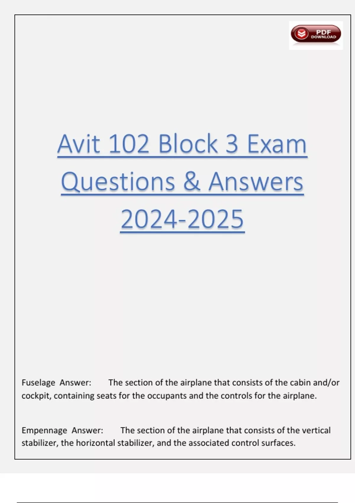 Avit 102 Block 3 Exam Questions & Answers - Avit 102 - Stuvia US