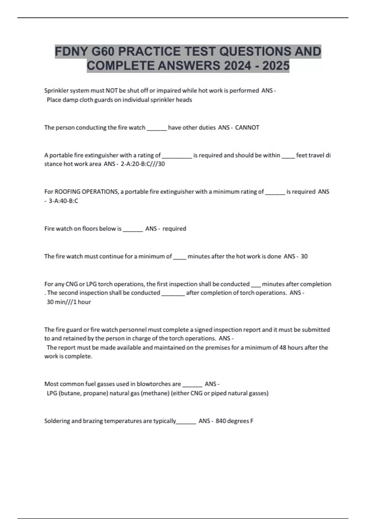 G 60 Practice Test