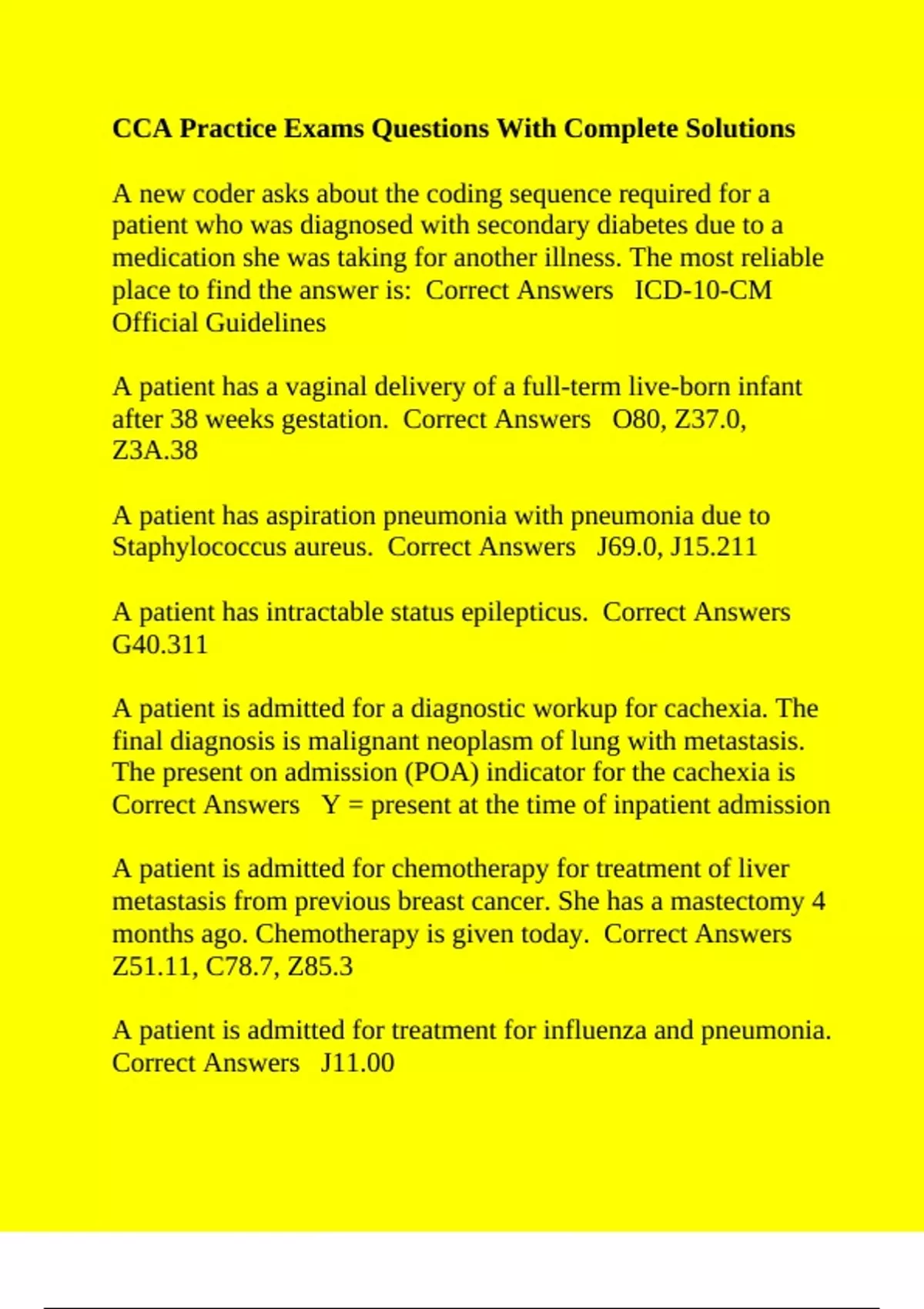 CCA Practice Exams Questions With Complete Solutions - CCA - Stuvia US
