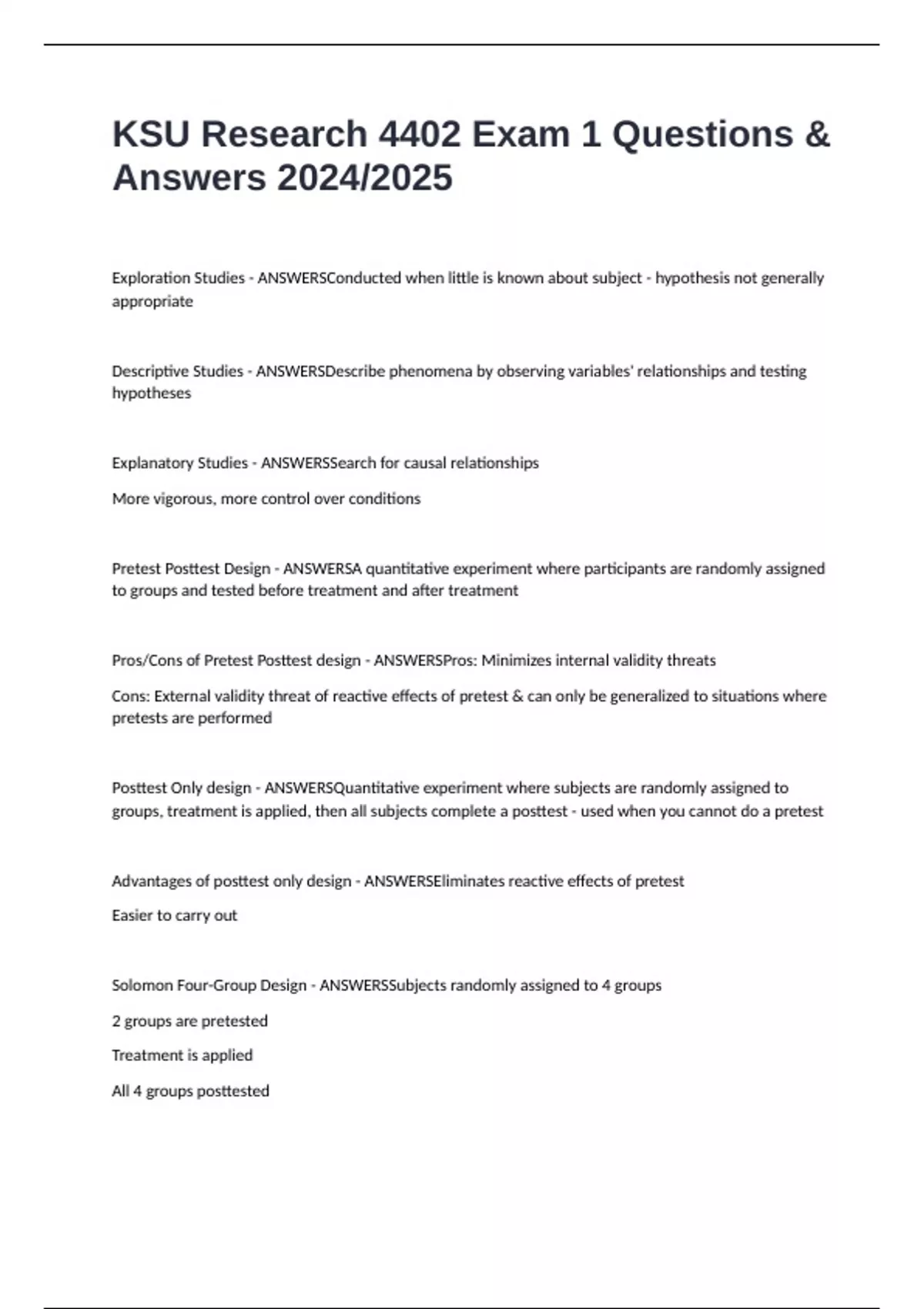 KSU Research 4402 Exam 1 Questions & Answers 2024/2025 - KSU Research ...