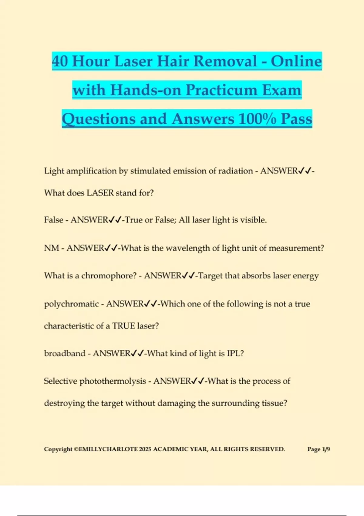 40 Hour Laser Hair Removal - Online with Hands-on Practicum Exam ...