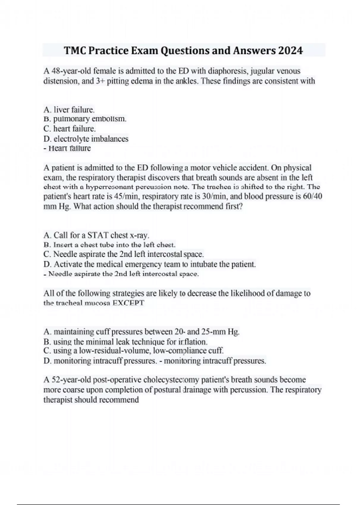 TMC Practice Exam Questions and Answers 2024 - CTCM - Stuvia US