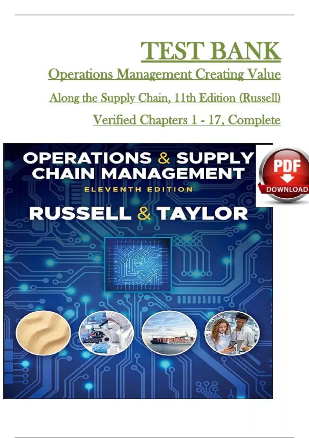 TEST BANK For Operations and Supply Chain Management, 11th Edition by ...