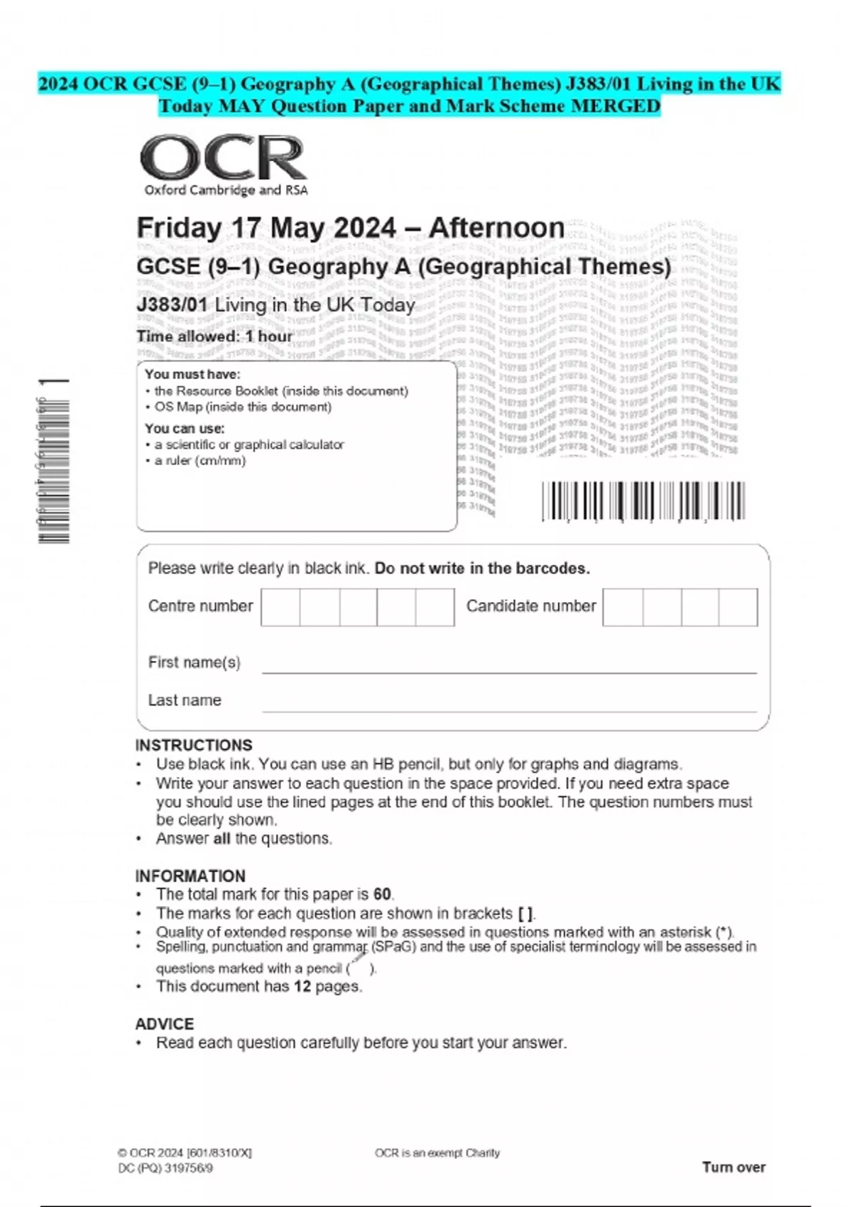 PACKAGE DEAL:::::OCR GCSE (9–1) Geography A (Geographical Themes ...