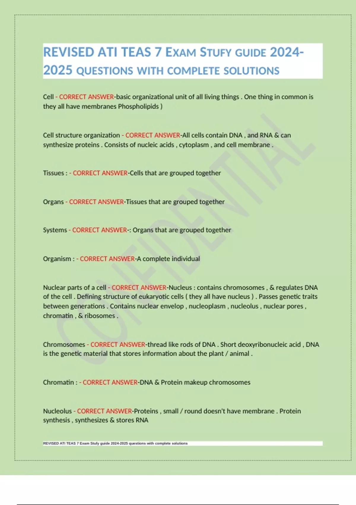 REVISED ATI TEAS 7 EXAM STUFY GUIDE QUESTIONS WITH COMPLETE SOLUTIONS ...
