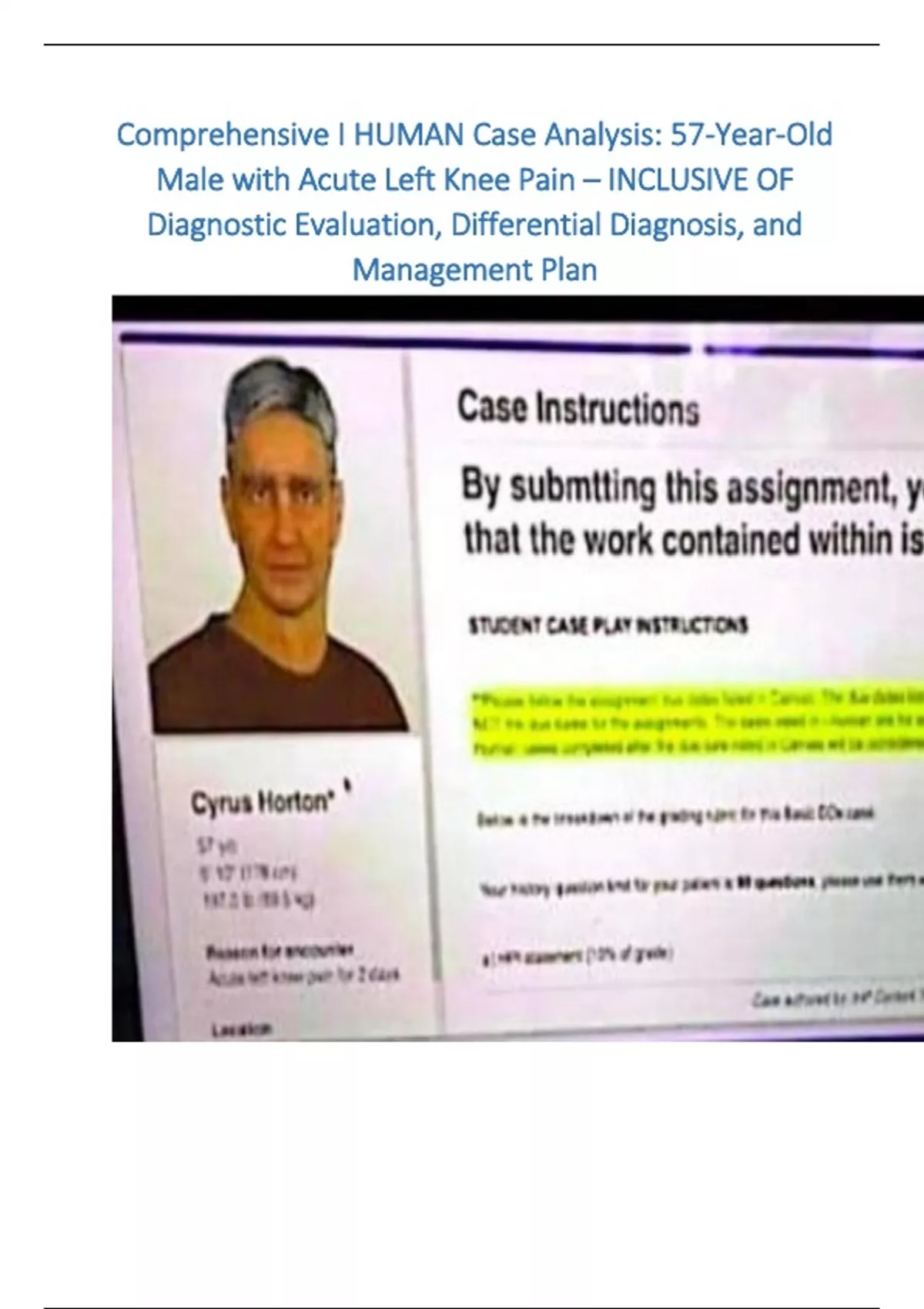 Comprehensive I HUMAN Case Analysis: 57-Year-Old Male with Acute Left Knee Pain – INCLUSIVE OF ...