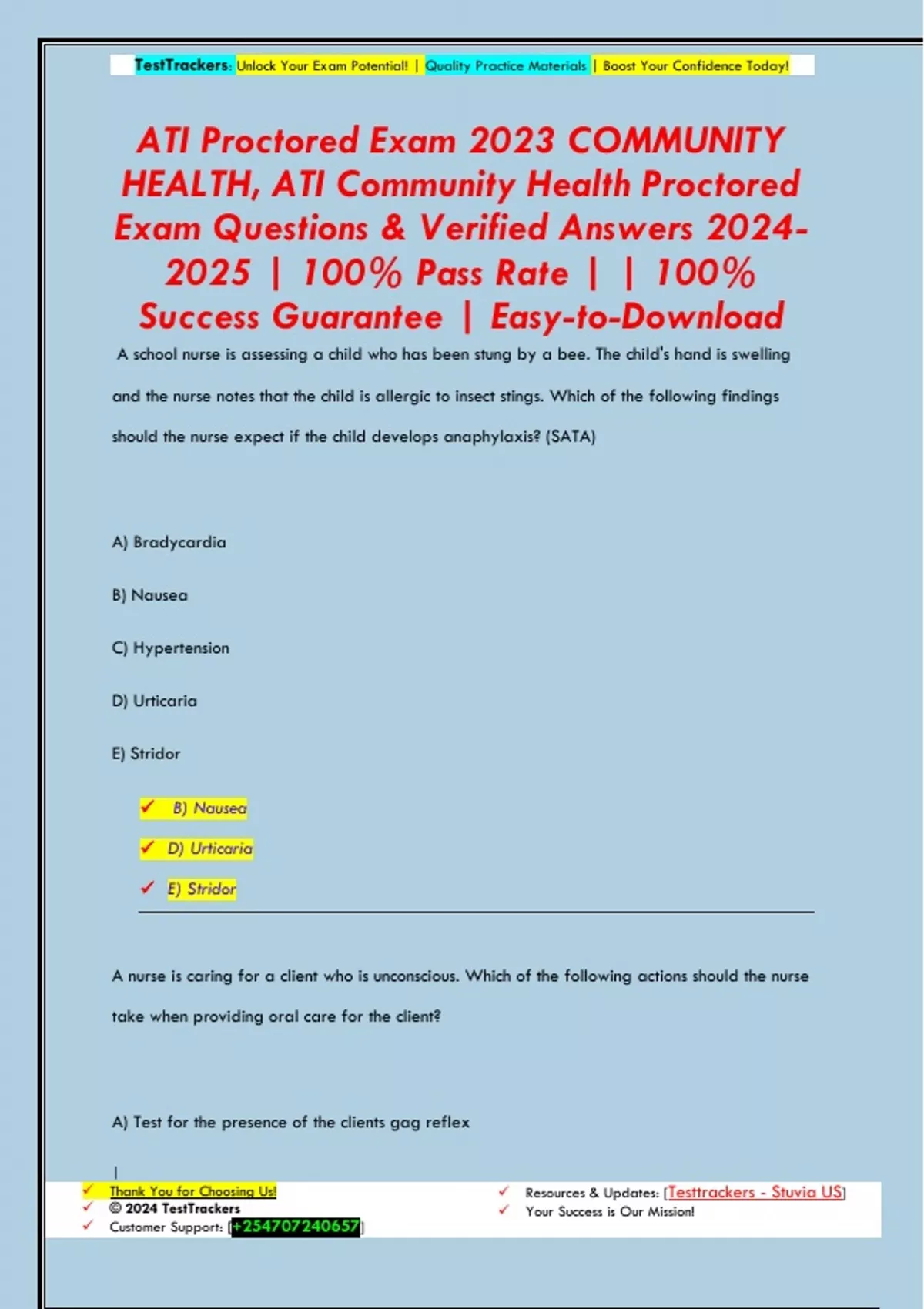 ATI Proctored Exam 2023 COMMUNITY HEALTH, ATI Community Health ...