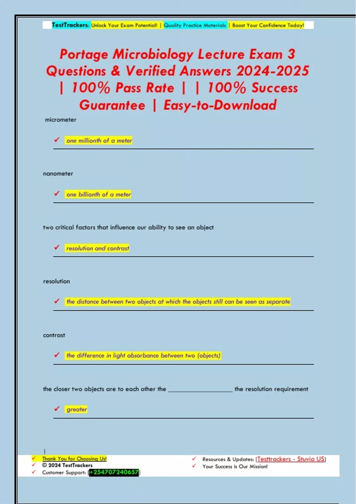 Portage Microbiology Lecture Exam 3 Questions & Verified Answers | 100% Pass Rate | | 100% ...