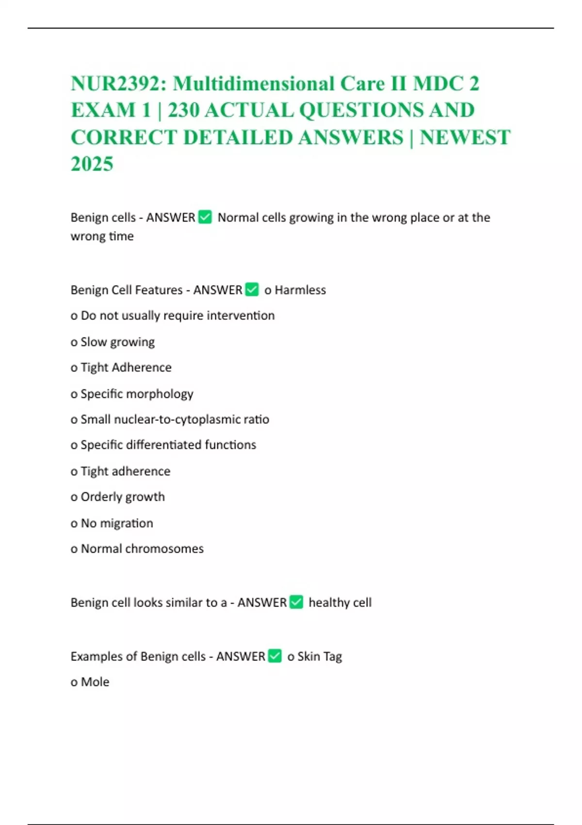 NUR2392: Multidimensional Care II MDC 2 EXAM 1 | 230 ACTUAL QUESTIONS ...